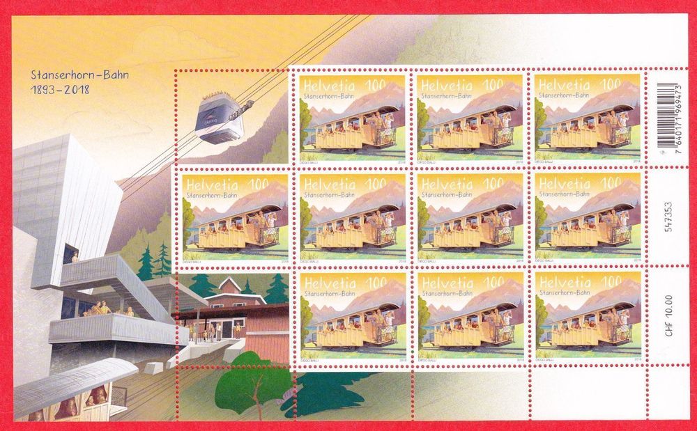 2018 STANSERHORNBAHN Zierbogen 10x 1Fr. ** Postfrisch ** | Kaufen auf Ricardo