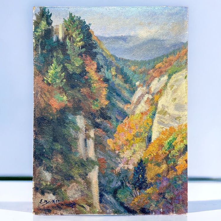 Ernest BECKER paysage de montagne à l'huile sur pavatex 1950 (Gebraucht ...
