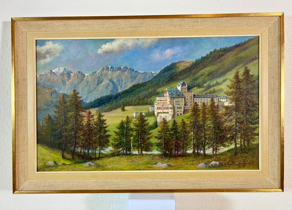 Pontresina Schlosshotel 1913 Gemälde Andreas Roth (Neu (gemäss Beschreibung)) in Vaduz für CHF ...