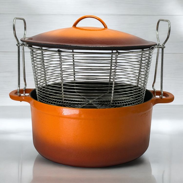 Cocotte Friteuse KLUS avec panier en fonte émaillée orange | Kaufen auf ...