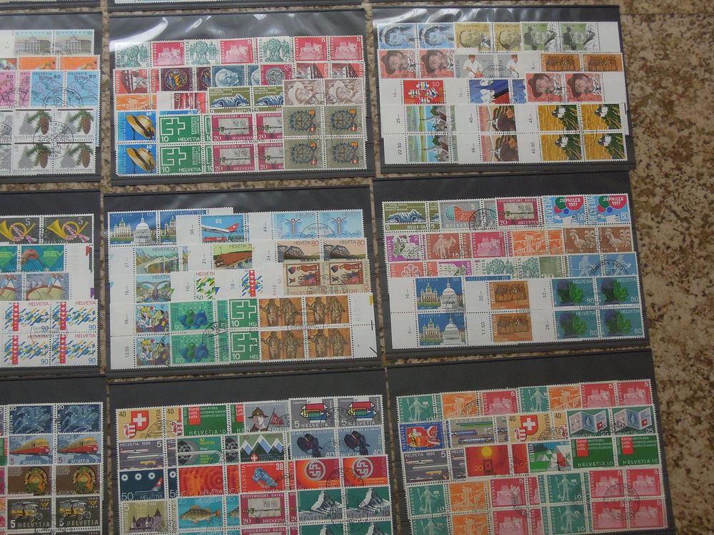 CH Briefmarken Gross Lot ü.500 4er Blöcke 31 Steckkarten ʘ | Kaufen auf Ricardo