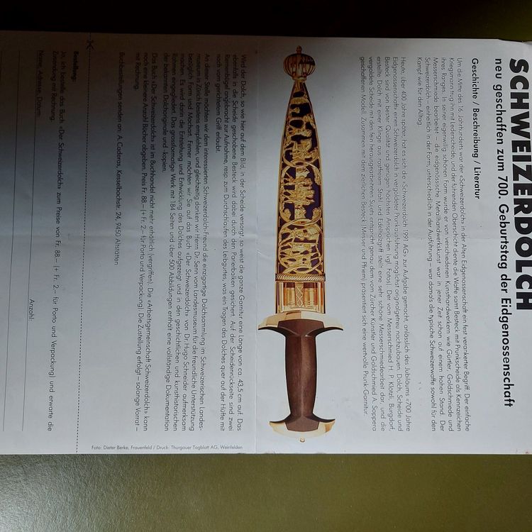 Rarität Dolch 700 Jahr Eidgenossenschaft (Neu und originalverpackt) in ...