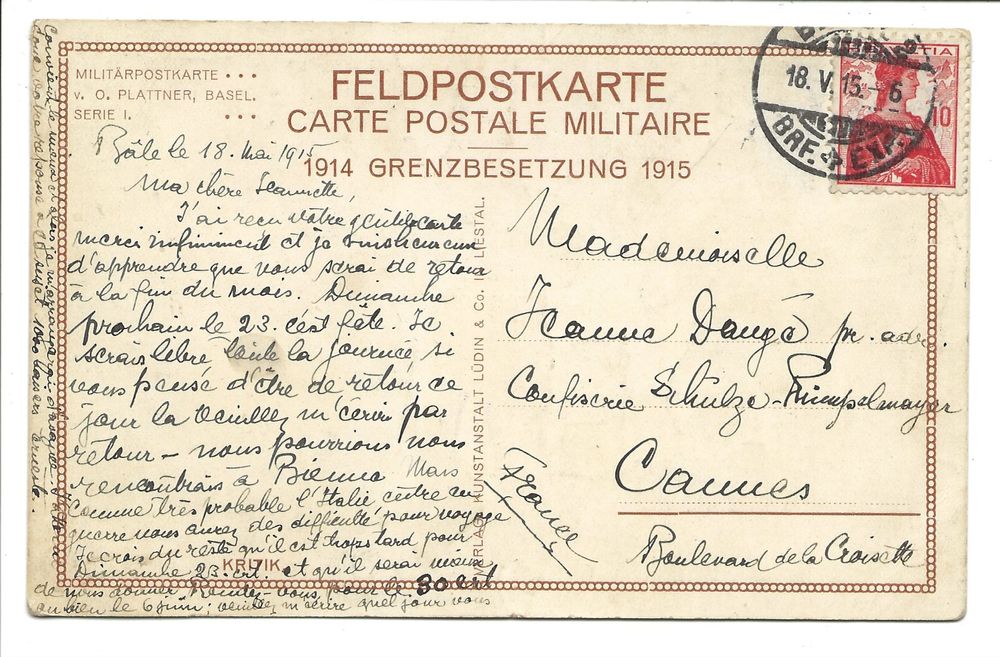 Militär - hohe Offiziere - Grenzbesetzung 1914-1915 - Litho (Gebraucht) in Engelburg für CHF 25. ...