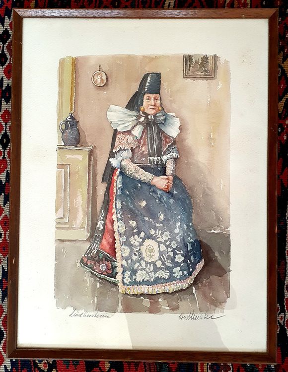 Ancienne grande aquarelle signée | Kaufen auf Ricardo