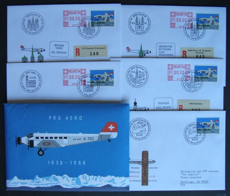 original PRO AERO 1938 – 1988 Sonderflug-Sammlung (Gebraucht) in Lohn-Ammannsegg für CHF 1 – mit ...