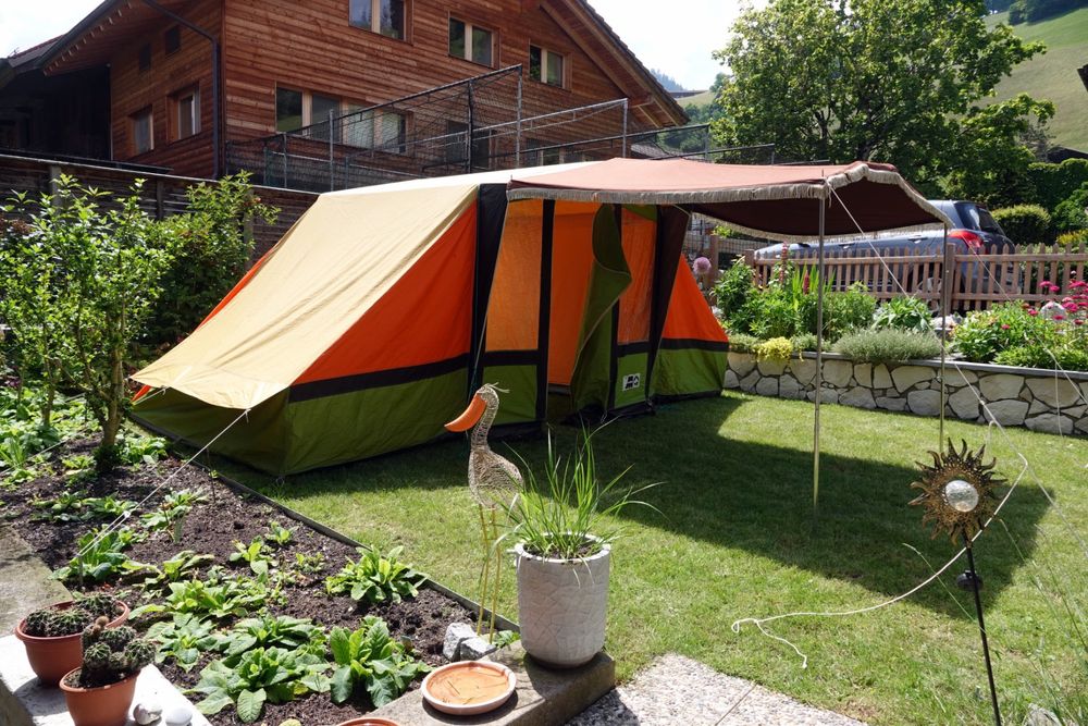 Retro Camping Zelt orange-grün sehr geräumig, guter Zustand (Gebraucht ...