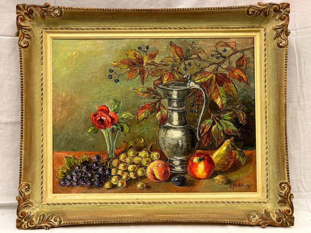 Großes Stillleben-Ölgemälde auf Leinwand von Charles Sodeur (Gebraucht ...