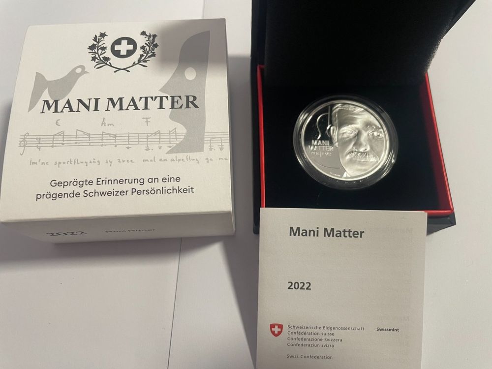 20 Fr. Ag 2022 PP Mani Matter NEU!! (Neu und originalverpackt) in Breganzona für CHF 79 – mit ...