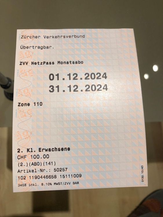 ZVV Zürich (Gebraucht) in Zürich für CHF 30 – nur Abholung auf Ricardo ...