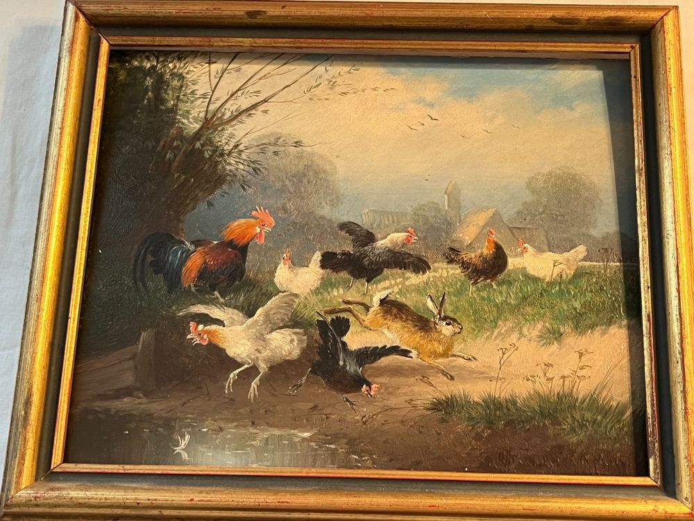 Kleines Oelgemälde, 19. Jahrh., signiert auf Holz gemalt | Kaufen auf Ricardo