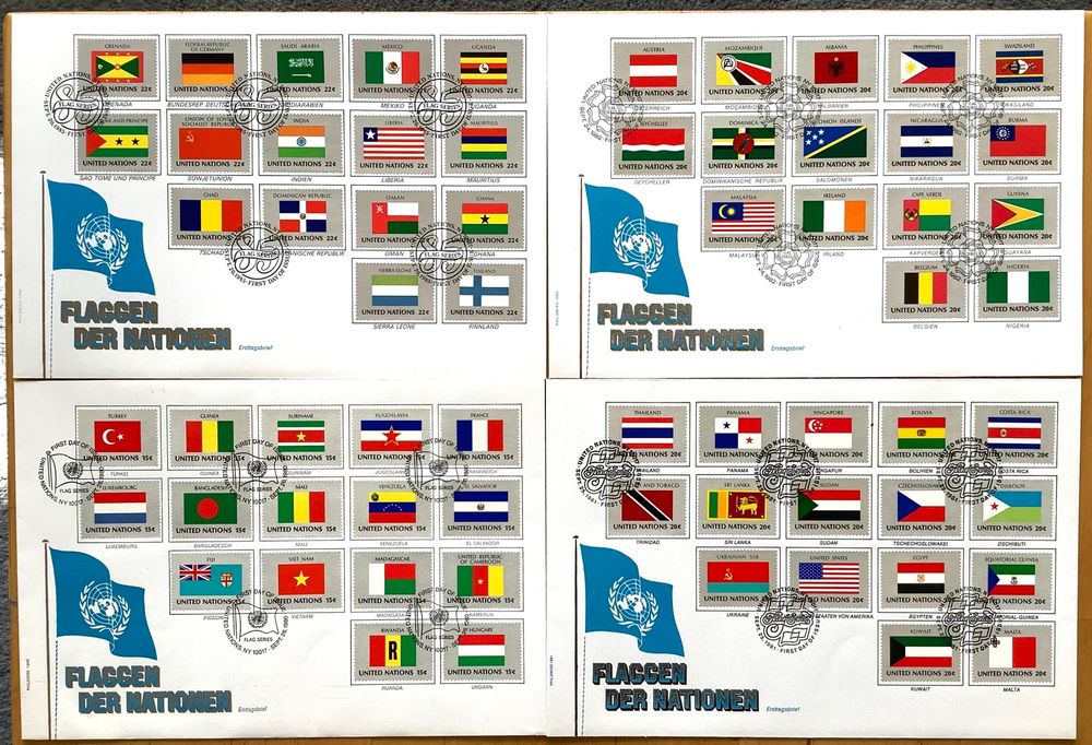 1980 -82 / 85 - USA UNO FLAGGEN der Nationen Grossbriefe (Neu (gemäss ...