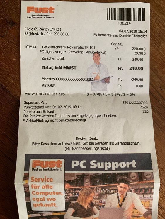 Fust NOVAMATIC TF 101 (Neu (gemäss Beschreibung)) in für CHF 155 – nur ...