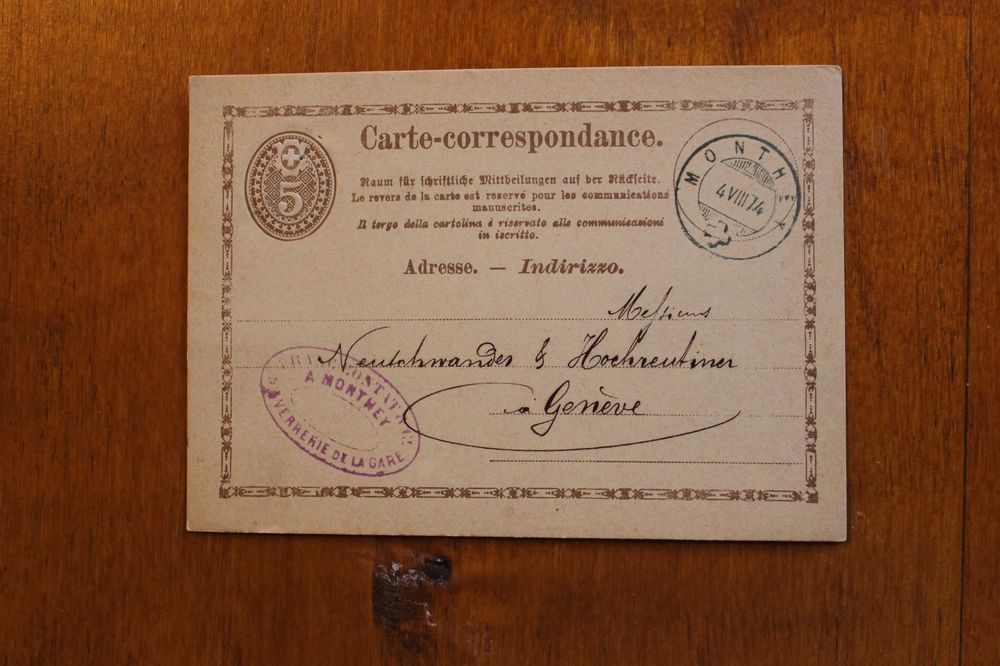 1874 CC schöner Post-O MONTHEY (Firmen-O) gel. nach Genève (Gebraucht ...