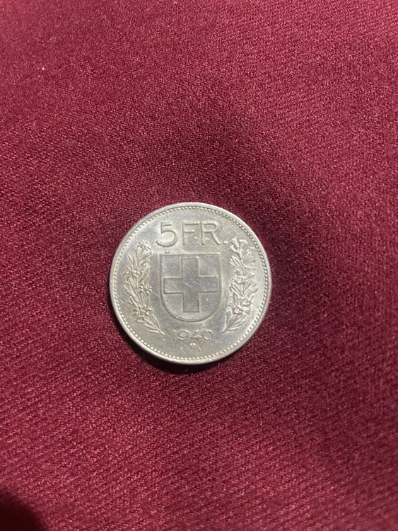 5 Franken 1940 Silbermünze Schweiz 🇨🇭 (Gebraucht) in Wattwil für CHF 10 – mit Lieferung auf ...