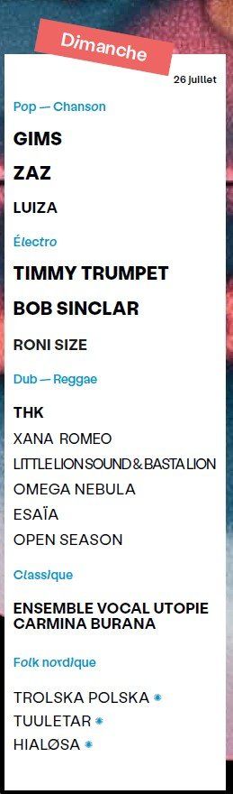 Tickets / Billet Paléo Dimanche / Sonntag 26 juillet 2026 (Neu (gemäss ...