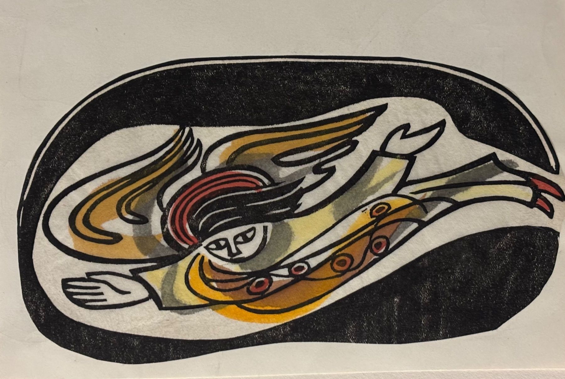 Lill TSCHUDI (1911-2004), Linolschnitt, Weihnachten, Engel (Gebraucht ...