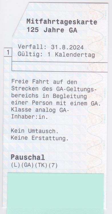 SBB Mitfahrtageskarte GA gültig bis 31.08.2024 (Neu (gemäss ...