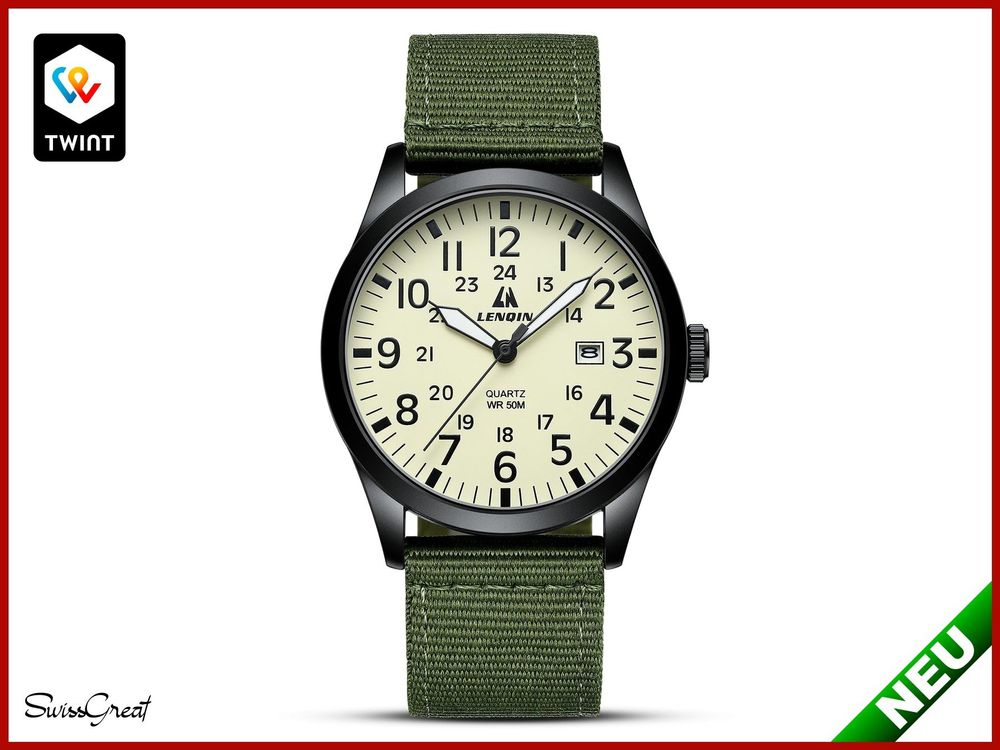 Militär Herrenuhr wasserdicht 50m Nylonarmband (Neu und originalverpackt) in Develier für CHF 35 ...
