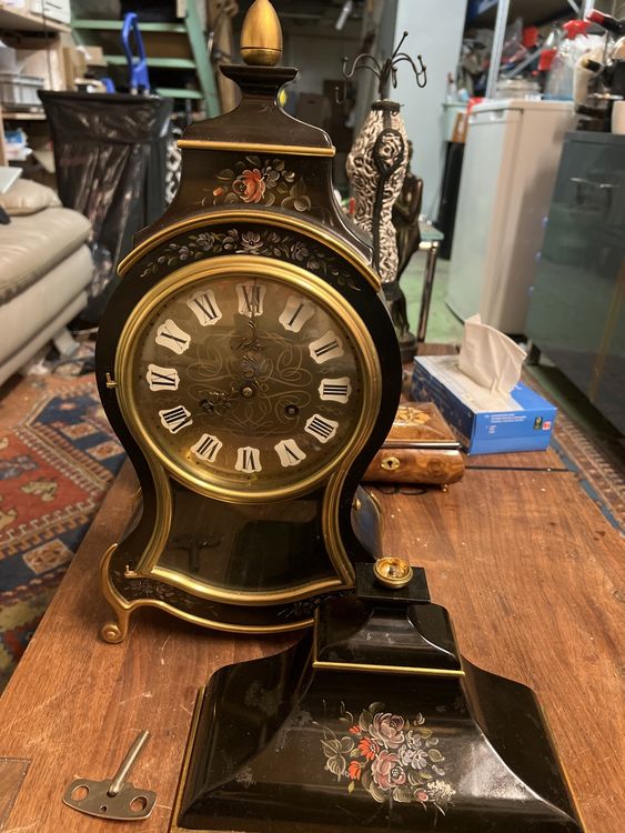 Antike Straco Pendule, schwarz-gold, handbemalt (d) (Gebraucht) in ...