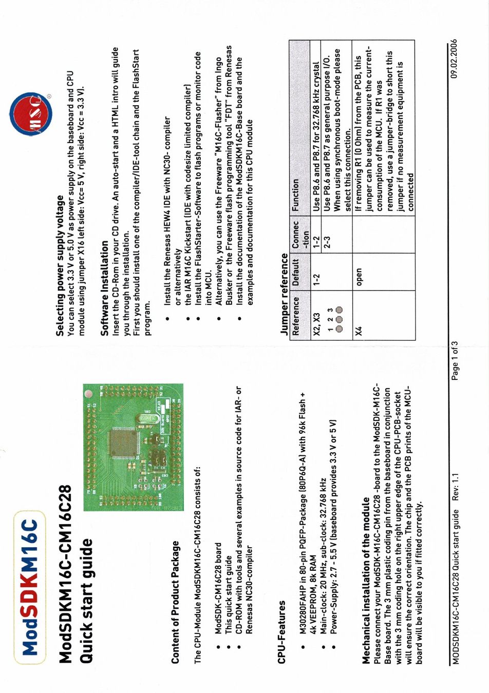RENESAS System Development Kit ModSDKM16C für CM16C28 uC (Gebraucht) in ...