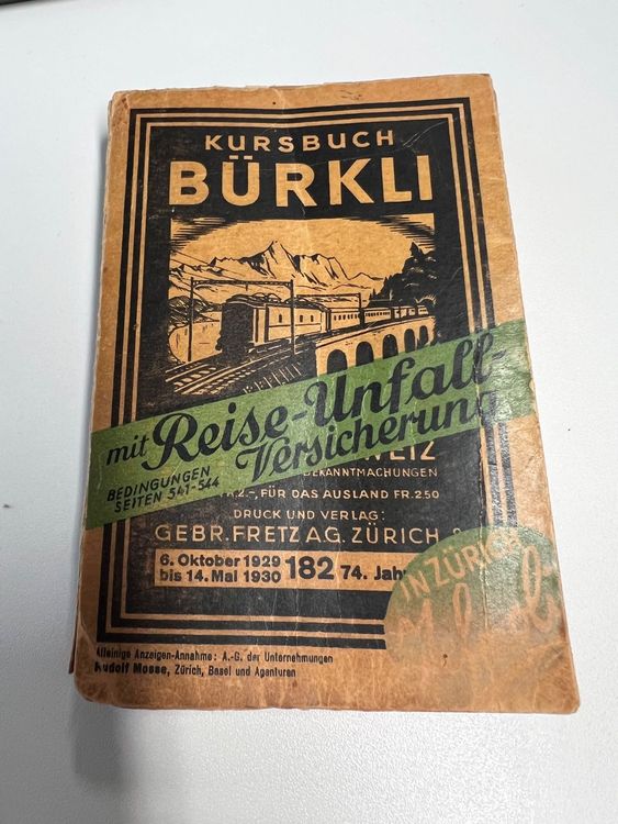 Antikes Bürkli Kursbuch 1929 (Gebraucht) in Steinen für CHF 85 – mit ...