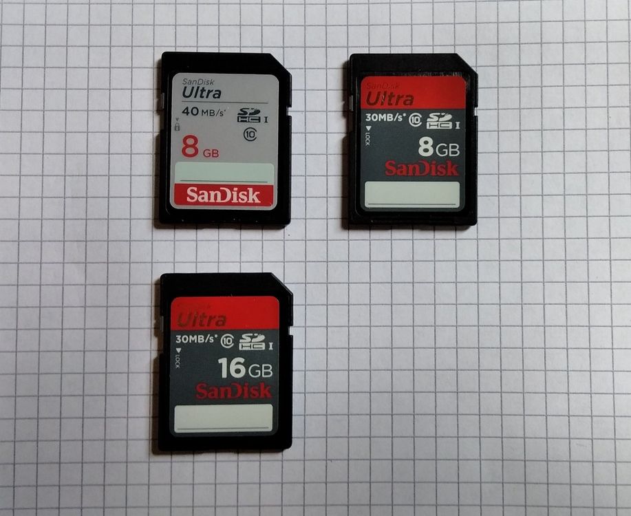 3 Stück SD-Speicherkarten SanDisk Ultra 8GB und 16GB | Kaufen auf Ricardo