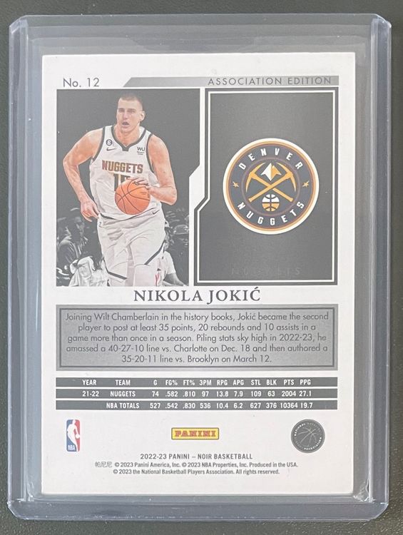 NBA Nikols Jokic 2022-23 Noir Numbered /99 Card | Kaufen auf Ricardo