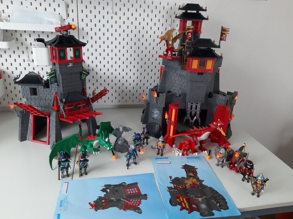 Grosse 2-teilige Ritterburg, viele Drachen, Figuren, etc. (Neu (gemäss ...