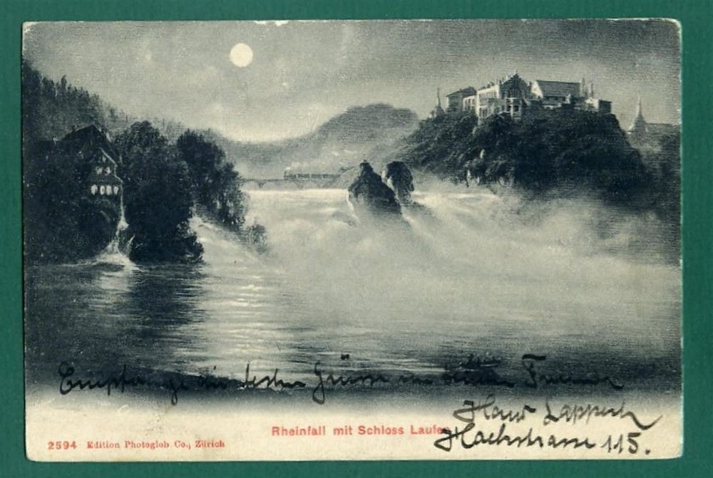 Rheinfall mit Schloss Laufen,1909 (Gebraucht) in Sargans für CHF 1 – mit Lieferung auf Ricardo ...