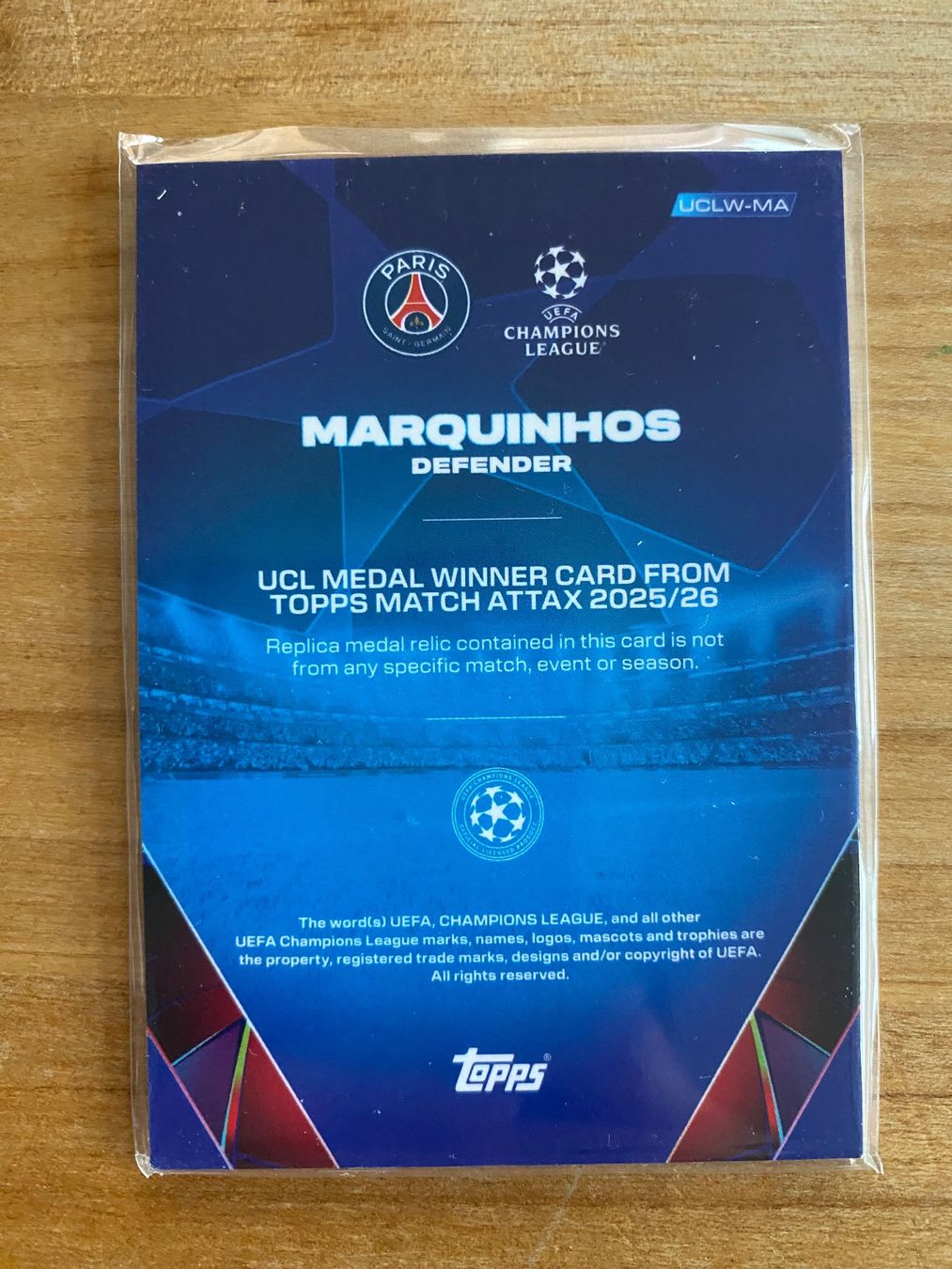 Topps Match Attax 25/26 UCL Medal Winner Relic Marquinhos (Neu (gemäss ...