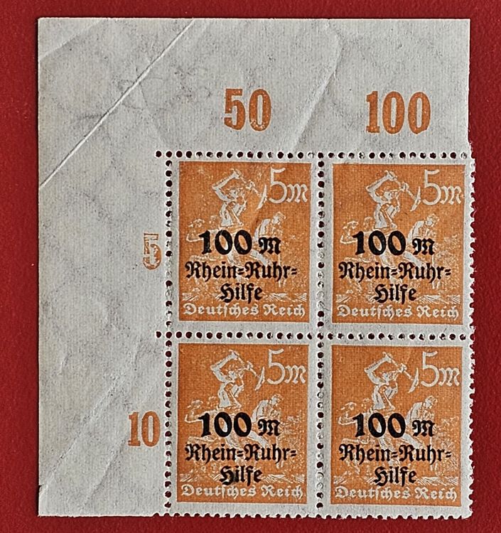 DEUTSCHES REICH INFLATION VIERERBLOCK RHEIN RUHR HILF 1923** | Kaufen auf Ricardo