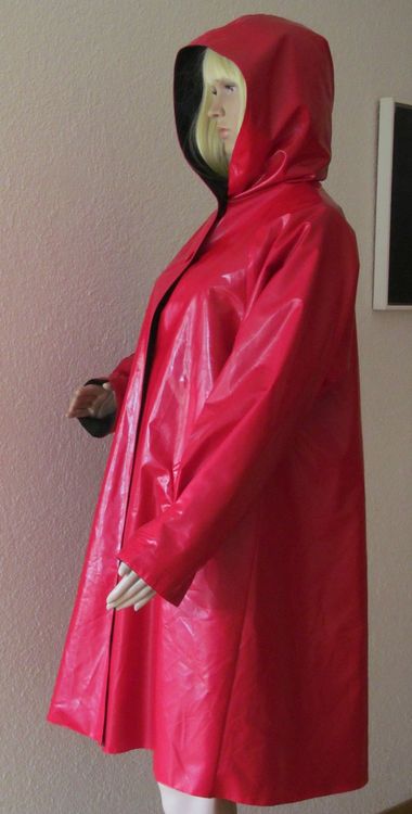 Roter Lackmantel Regenmantel Herluf Design Gr.40 80er Jahre (Gebraucht ...