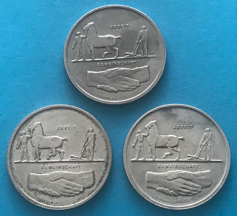 3 Schweizer Silber 5 Franken-Gedenkmünzen Landi, Zürich 1939 (Gebraucht) in Zuerich für CHF 79 ...