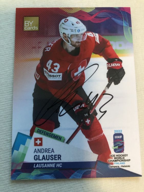 Andrea Glauser Lausanne Fribourg Gotteron Hockey Card signie (Gebraucht ...