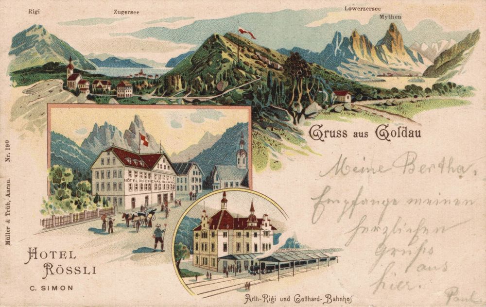 Gruss aus Goldau, Hotel Rössli, Bahnhof Arth-Rigi-Bahn | Kaufen auf Ricardo