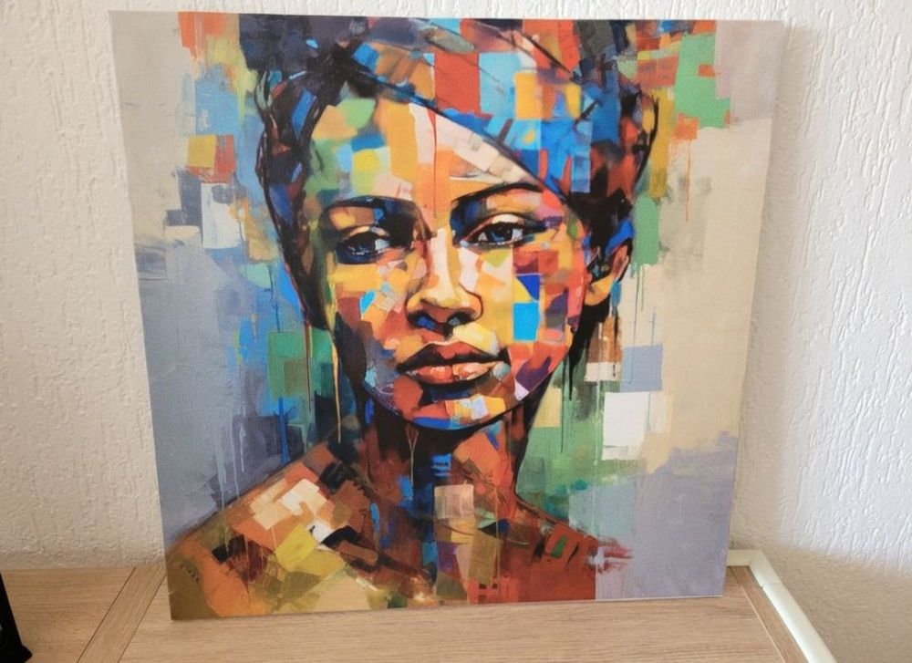 Farbenfrohes modernes Porträt – Abstrakte Kunst auf Leinwand | Kaufen auf Ricardo