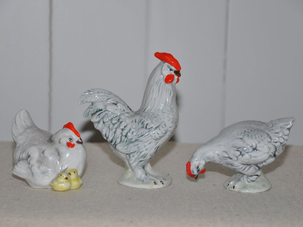 Hübsche Hühnerfamilie, Hahn & Hühner, Porzellan (Gebraucht) in Boll für ...