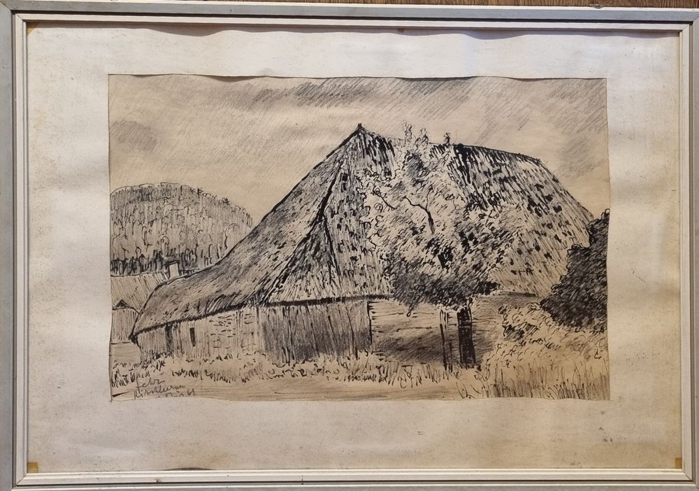 Zeichnung Bauernhaus signiert gerahmt (Gebraucht) in Schaffhausen für CHF 80 – nur Abholung auf ...