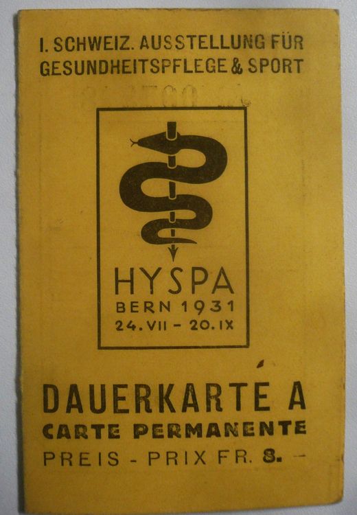 HYSPA Bern 1931, Dauerkarte / EintrittsAusweis (Gebraucht) in Oberhofen ...