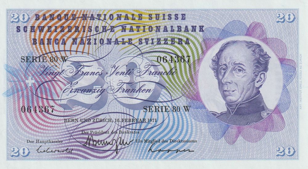 Schweizer Banknote 20.00 - 10. Februar 1971 - 016 | Kaufen auf Ricardo