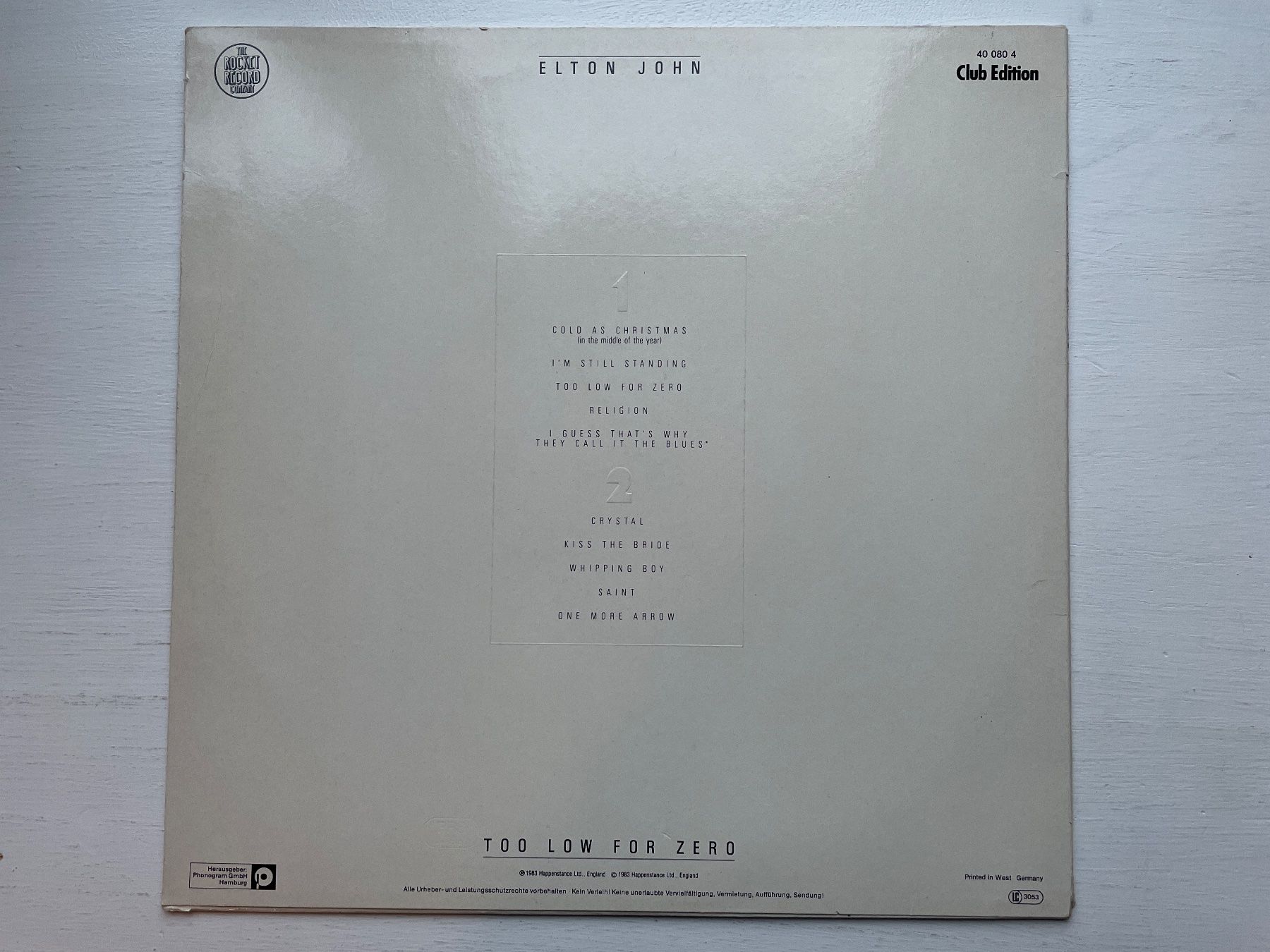 Elton John - Too Low For Zero - LP, 1983 (Gebraucht) in Zürich für CHF ...