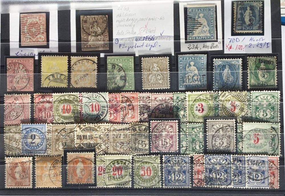Schweiz-Sammlung ab Rayon und Strubel, * / ** und gestempelt (Gebraucht) in Belp für CHF 100 ...
