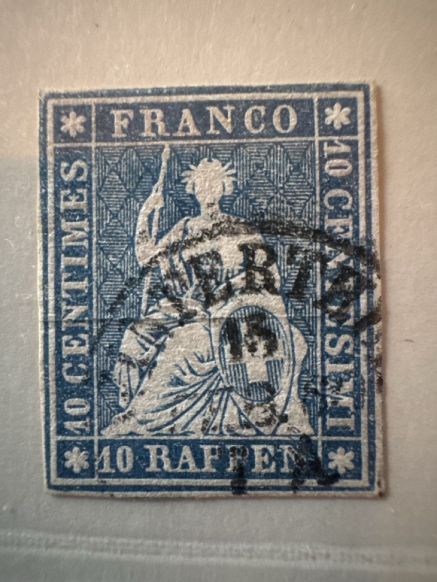 Timbre Suisse 10 Centimes Bleu, Année 1854/78 (D'occasion) à La Croix ...