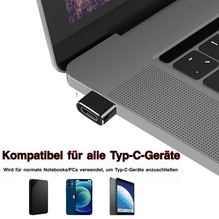 Adapter Stecker Konverter USB C auf USB A iphone ipad schwar (Neu ...