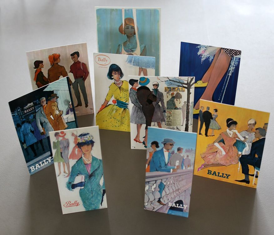 Bally Werbung, Pierre Augsburger, 9 Stellkartons, 1959/60 (Gebraucht ...