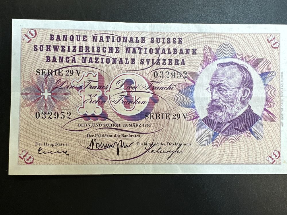 10 Fr.-Note Schweiz 1963 | Kaufen auf Ricardo