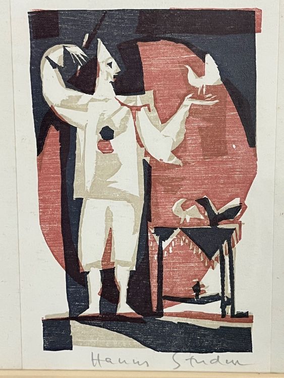 Hans Studer 2 Originalgrafiken, Signiert, Hahn und Pierrot (Gebraucht ...