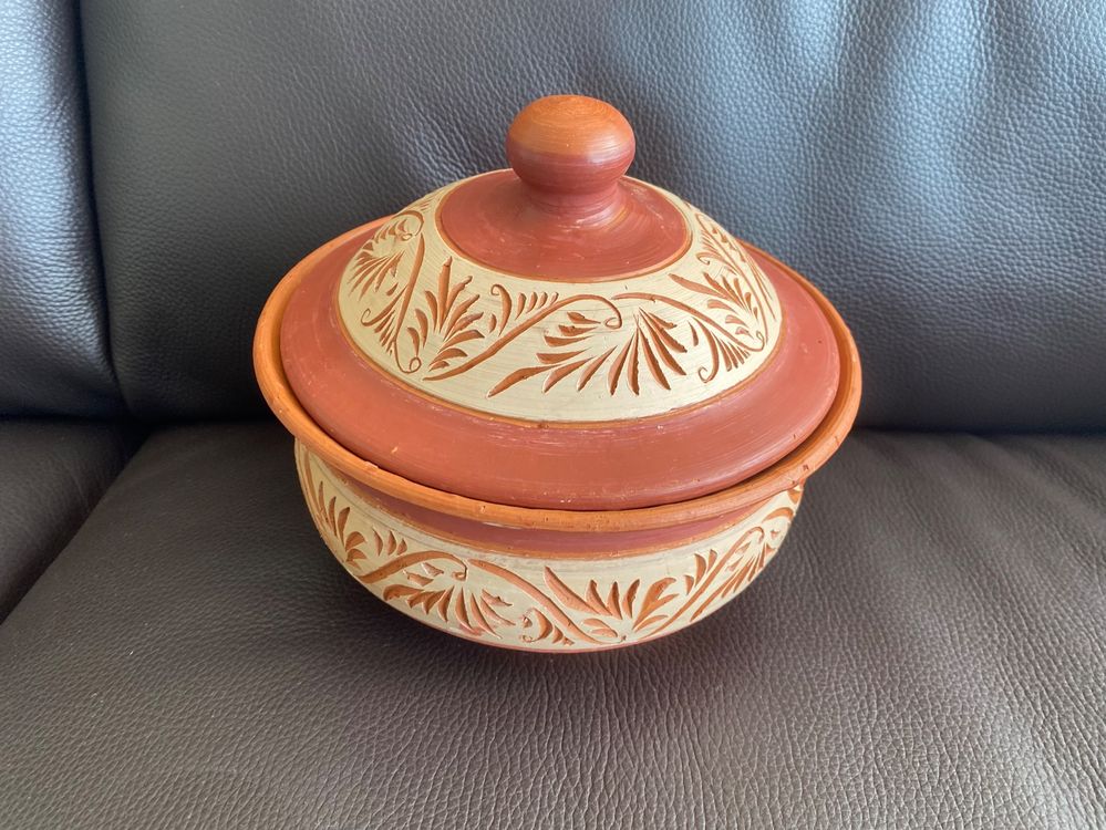Indische Indien India Ton Topf Pfanne Vase mit Deckel (Neu (gemäss ...