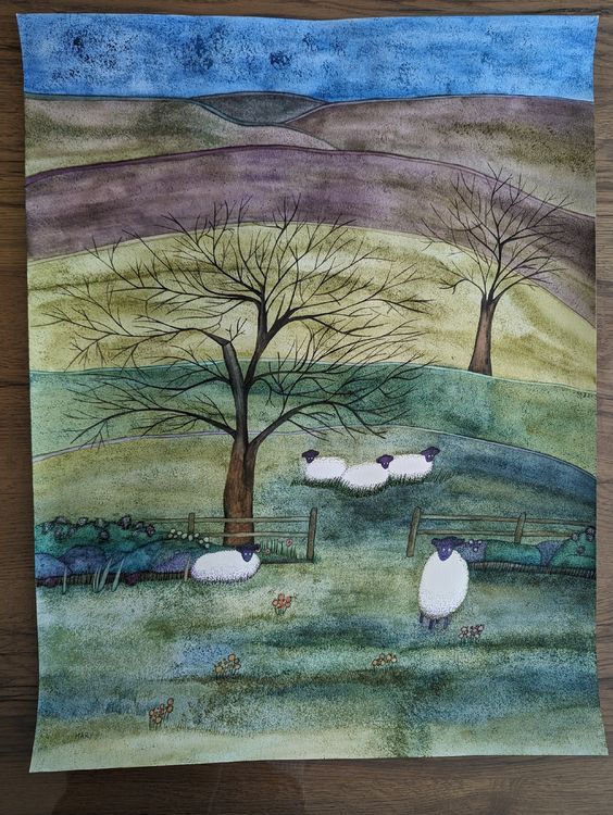 Original Aquarell von mir gemalte Schafe Bild (Neu und originalverpackt) in Wittenbach für CHF ...