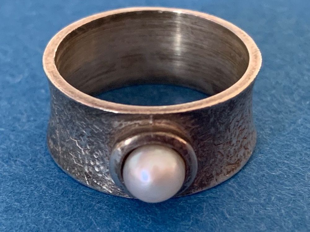 Silberring mit Perle ästhetisch (59) | Acheter sur Ricardo